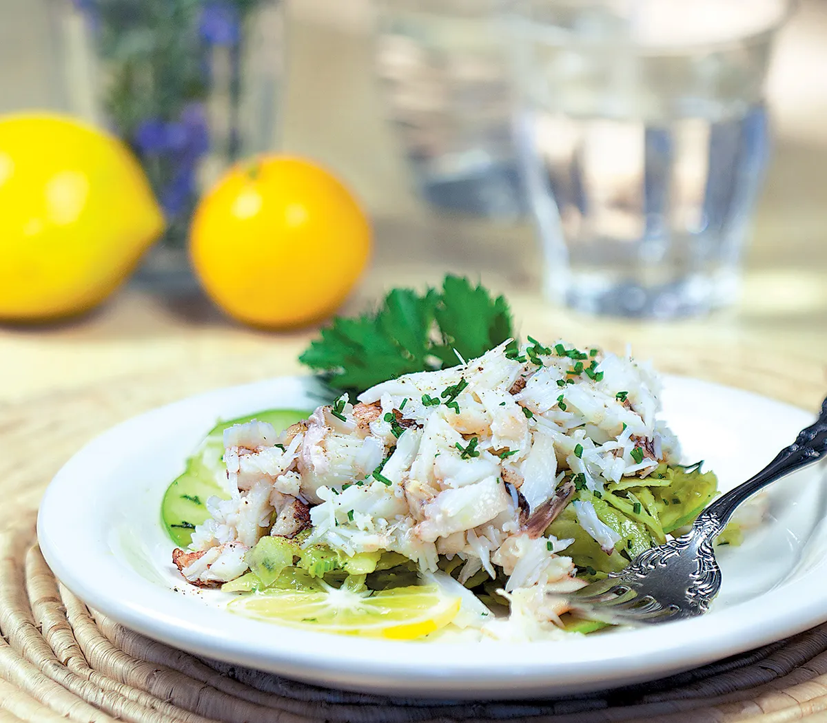 Local Red Rock Crab Salad with Shaved Fennel and Avocado Vinaigrette ...